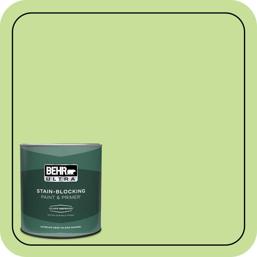BEHR ULTRA 1 qt. #420A-3 Key Lime Extra Durable Semi-Gloss Enamel ...