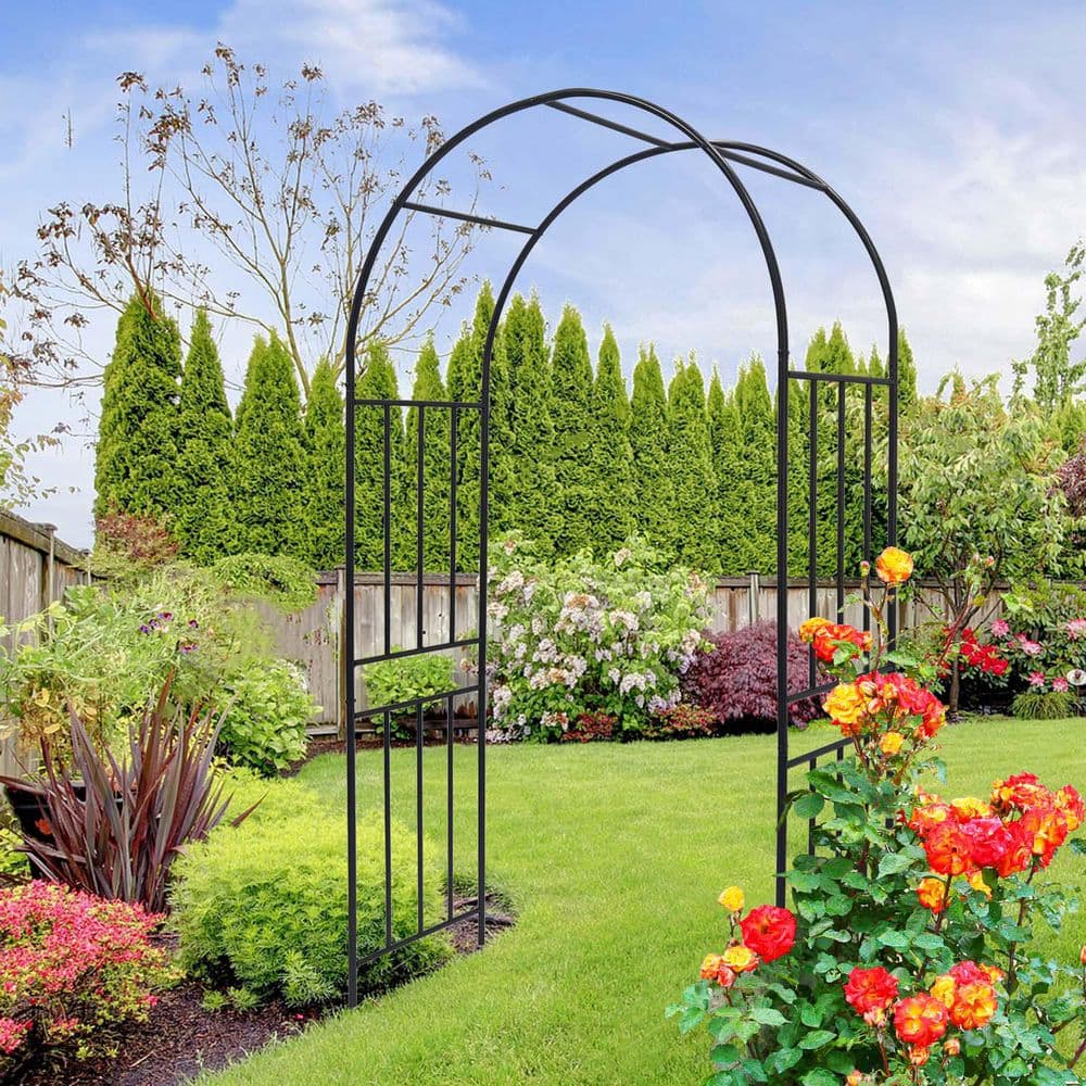 42.24 in. x 85.82 in. Outdoor Metal Garden Arbor, Garden Arch Trellis ...