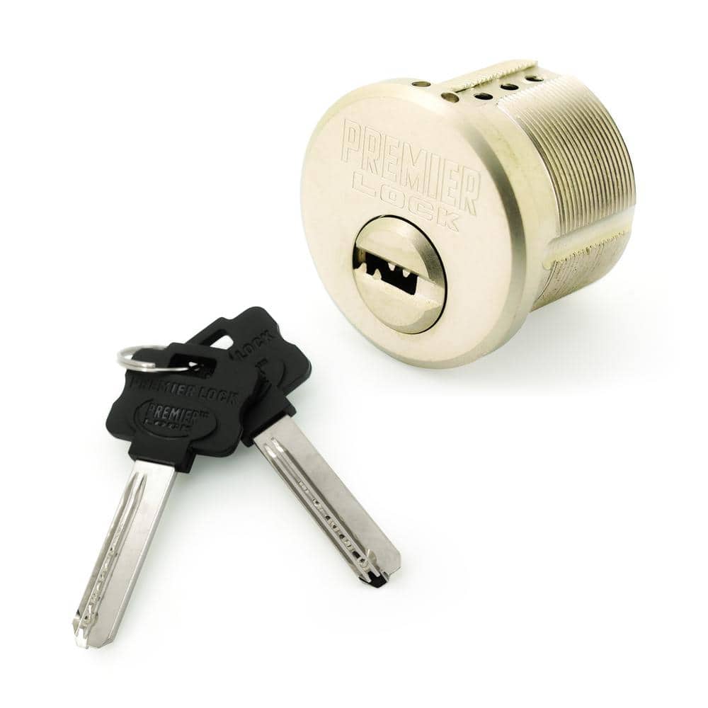Premier Lock 1 in. High Security Mortise Cylinder, Satin Nickel Finish ...