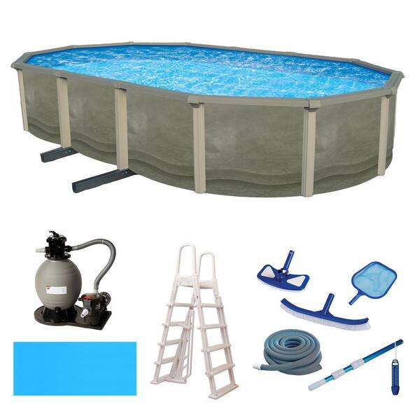 Blue Wave Trinity 15 ft. x 30 ft. Oval 52 in. Deep Steel Wall Pool ...