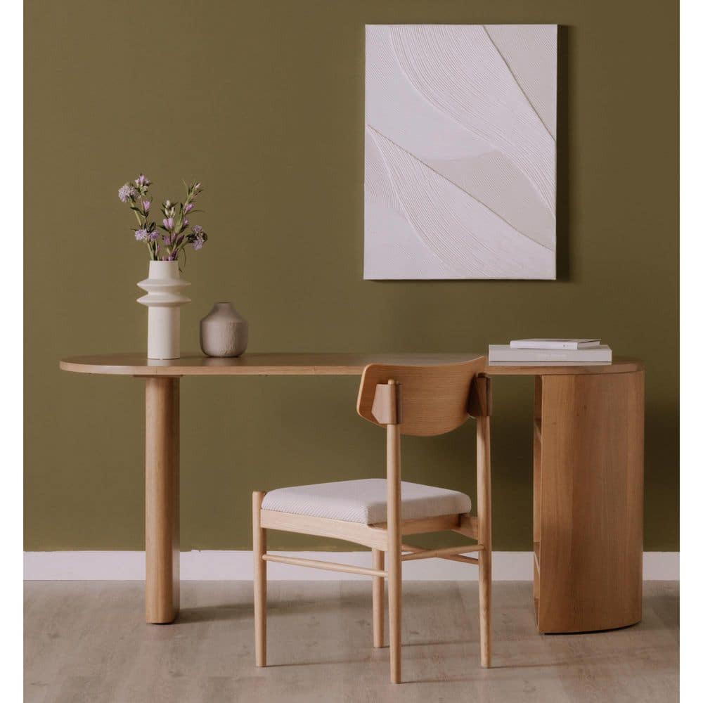 NADAAL STUDIOS Yasmin 66 in. Oval Natural Finish Solid Oak Wood Desk ...