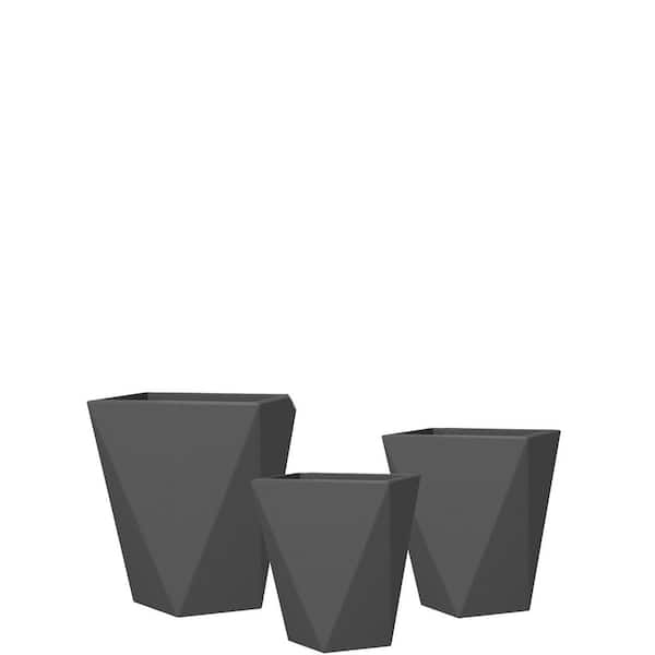 Litton Lane 20 in. x 21 in. Grey Iron Modern Planters (Set of 3) 041064 ...