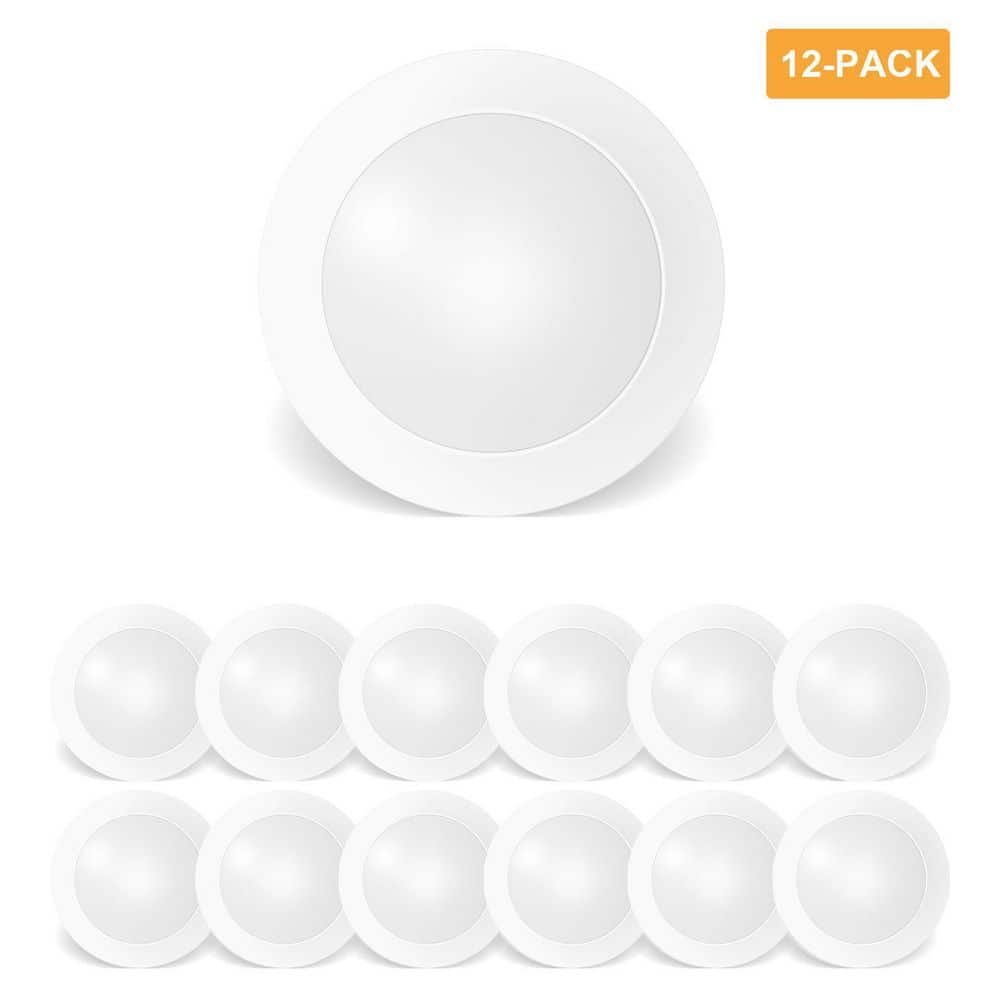 RUN BISON 12-Pack 6 in. 90 CRI 3000K Warm White Dimmable Integrated LED ...