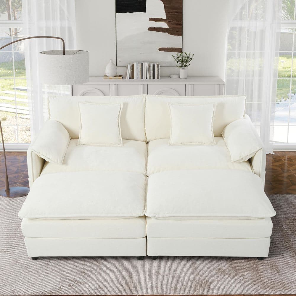 Homy Casa GIOI 75.6 in. W Pillow Top Arm Chenille 4-Seat Modular Sofa ...