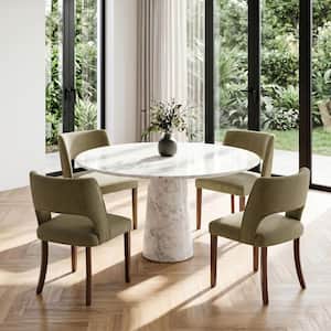 Uixe Modern Light Gray Chenille Upholstered Open Back Dining Chair with ...