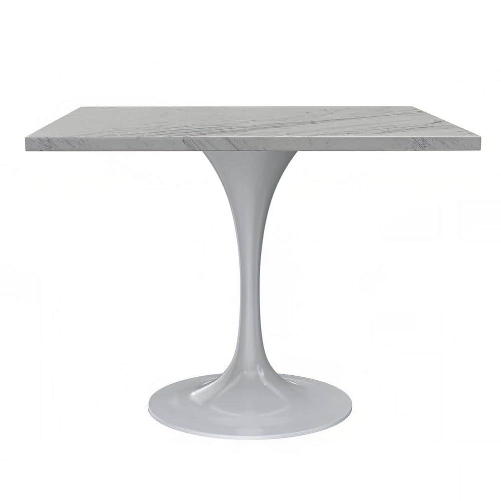 Leisuremod Verve Modern White Marble Tabletop 36 in. with White Steel ...