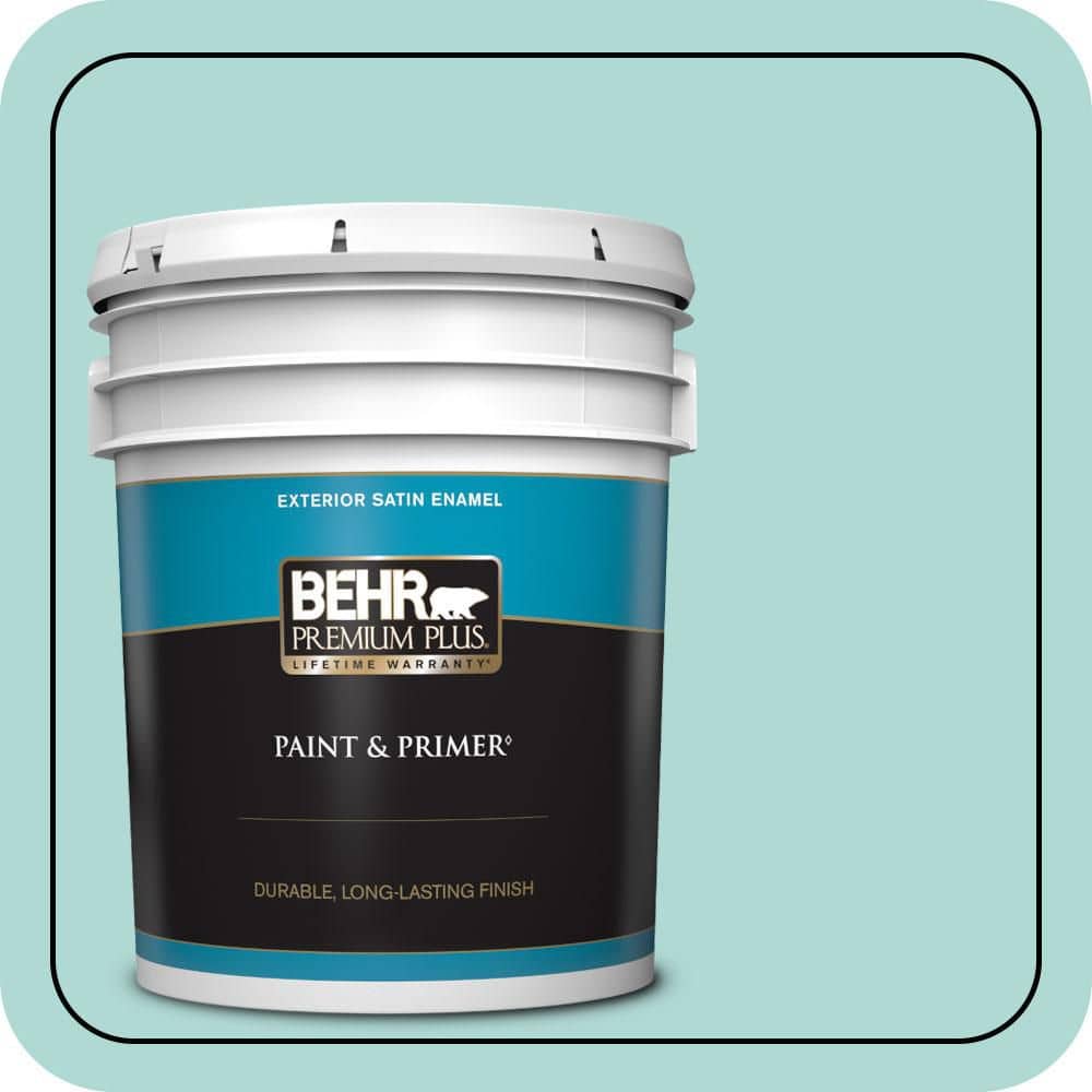 BEHR PREMIUM PLUS 5 gal. #M450-3 Wave Top Satin Enamel Exterior Paint ...