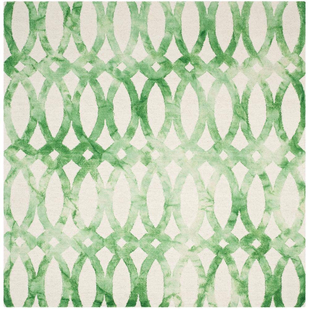 SAFAVIEH Dip Dye Ivory/Green 7 ft. x 7 ft. Square Geometric Area Rug ...