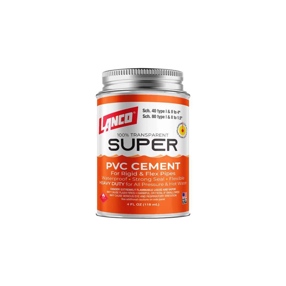 Lanco 4 oz. PVC Pipe Adhesive Clear SM244-8 - The Home Depot