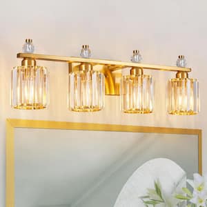 ZHLWIN Home Lighting 27.75 in. 4-Light Gold Metal White Glass Mid ...