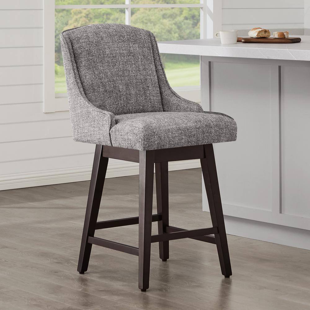 Spruce & Spring 26 in. Syrinx Stone Gray High Back Wood Swivel Counter ...