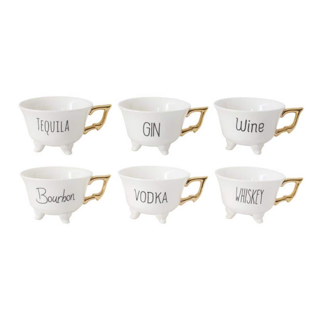 Storied Home 9.5 oz. White Stoneware Tea Cups (Set of 6) DF0202SET ...