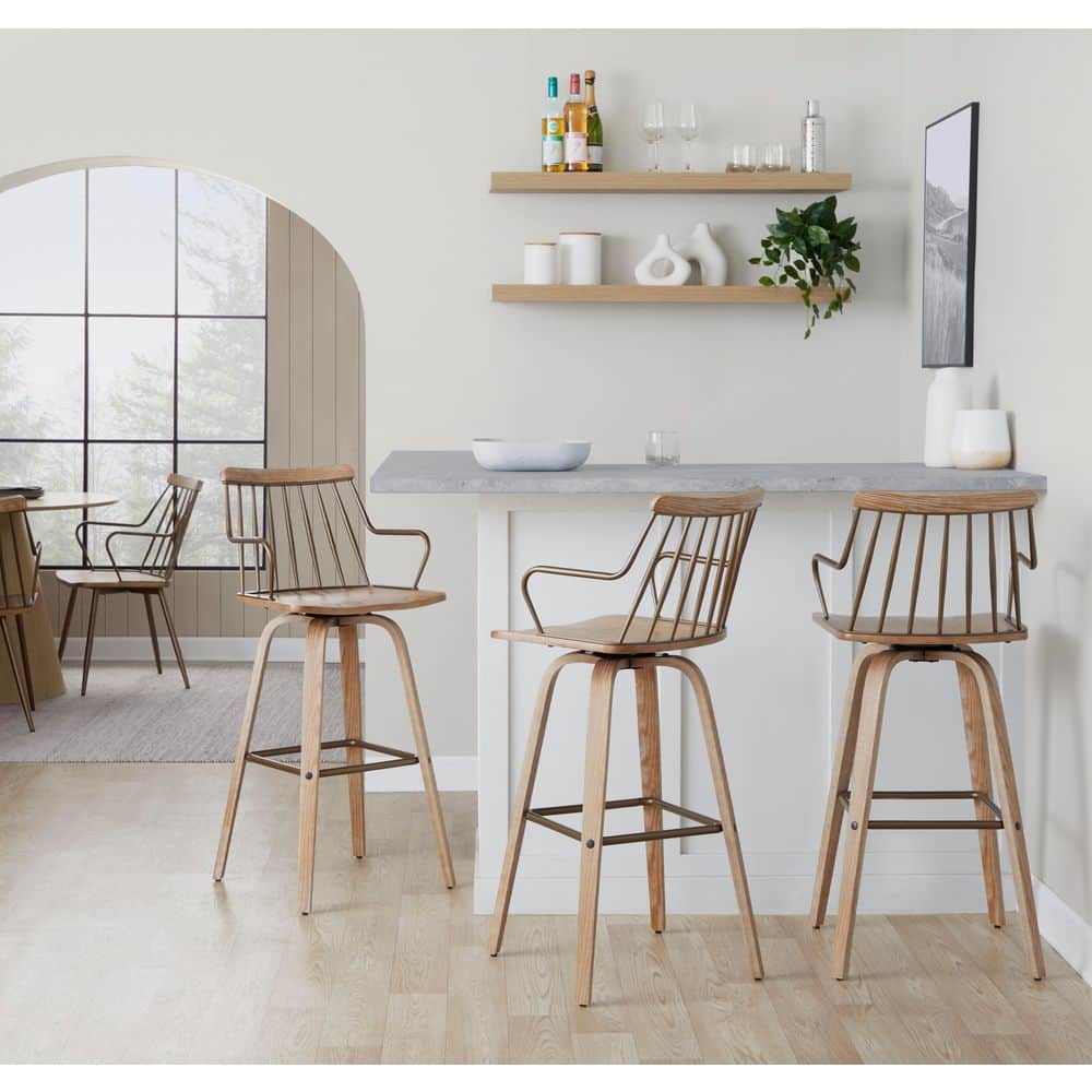 Lumisource Preston 29.5 in. Whitewashed Wood and Antique Copper Metal ...