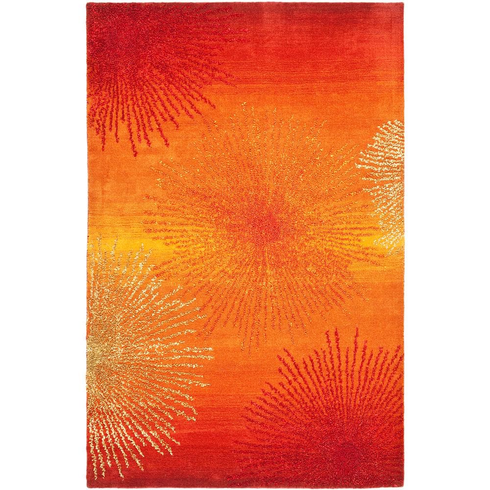 SAFAVIEH Soho Rust/Multi Wool 6 ft. x 9 ft. Floral Area Rug SOH712R-6 ...
