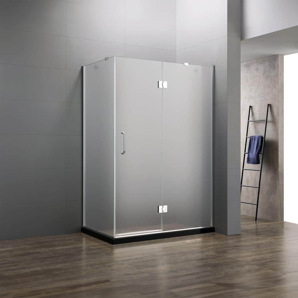 Dreamwerks 47 in. x 32 in. x 79 in. Frameless 3-Piece Corner Frameless Pivot Shower Enclosure in ...