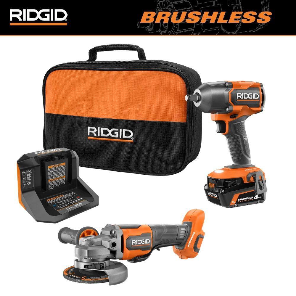 RIDGID 18V Brushless Cordless 2-Tool Combo Kit w/ 1/2 in. Impact Wrench ...