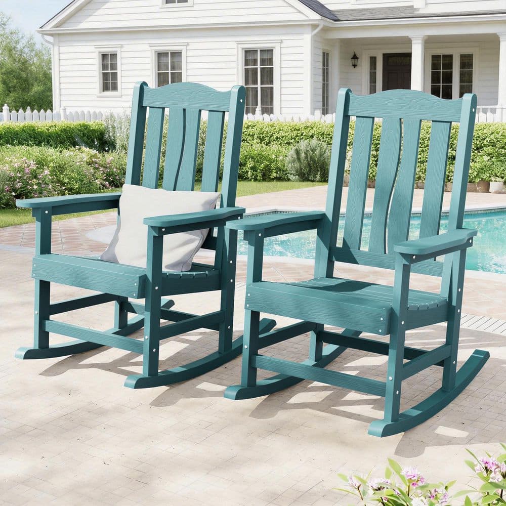 Livewood HDPE Plastic Ergonomic Outdoor Adirondack Rocking Chair with ...