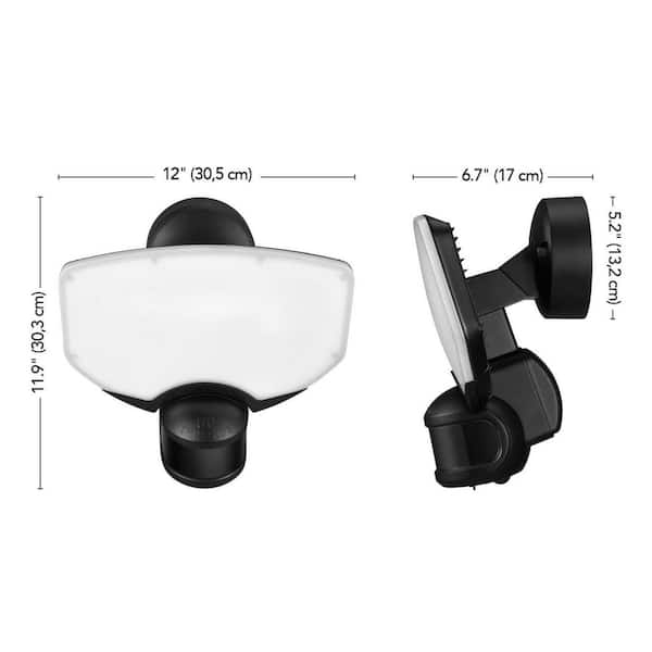 Globe Electric 70-Watt 7000 Lumen 240° Black Motion Sensing Integrated ...