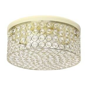 Elegant Designs 2-Light Elipse Gold Crystal Flush Mount Ceiling Light ...