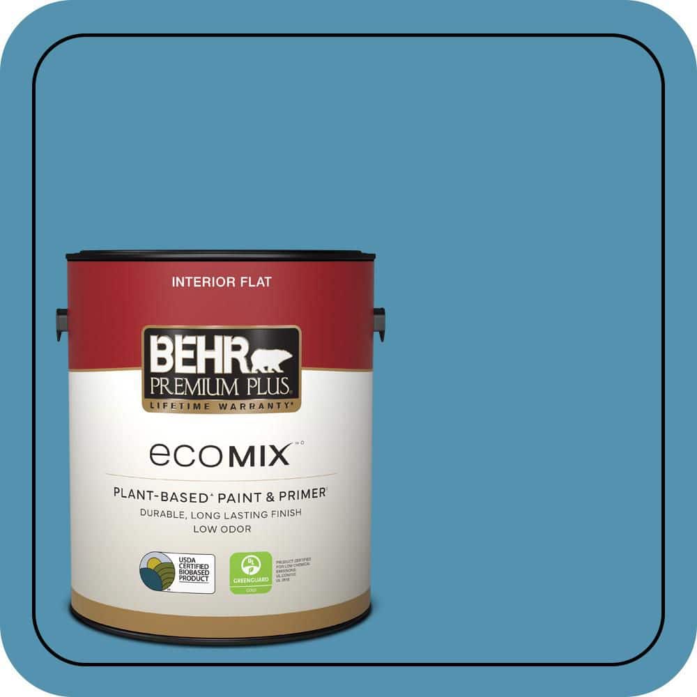 BEHR PREMIUM PLUS 1 gal. #M490-5 Jet Ski Flat EcoMix Plant-Based ...