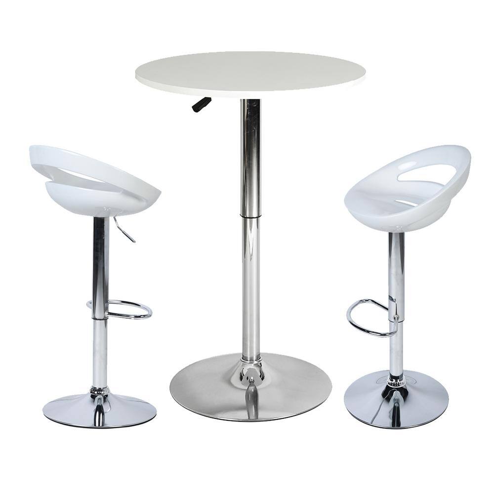 Homy Casa Sakuru Ellen White 3-Pcs Metal Frame Wood Table Top Low Back ...