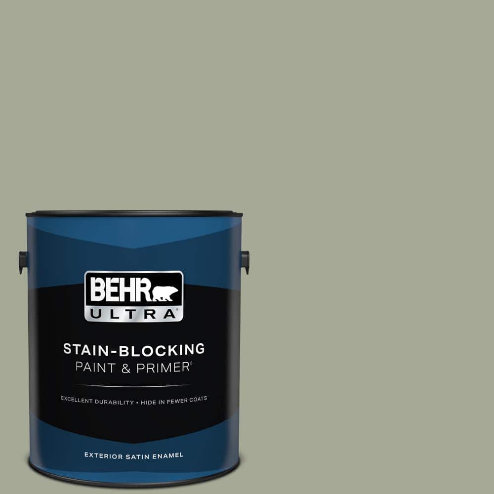 BEHR ULTRA 1 gal. #PPU10-16 Simply Sage Satin Enamel Exterior Paint ...