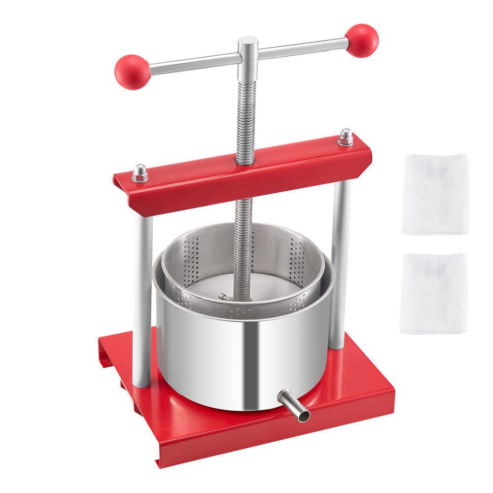 SVOPES 3 L / 0.8 Gal Fruit Wine Press, 2-Stainless Steel Barrels, Manual Juice Maker, Making in ...