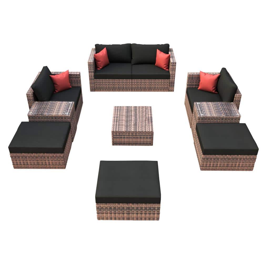 Tatayosi 10-Piece Wicker Outdoor Furniture Set Patio Sectional ...