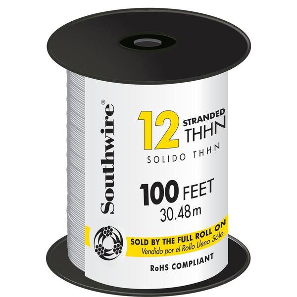 Southwire 100 ft. 12 White Stranded CU THHN Wire 22965884 - The Home Depot