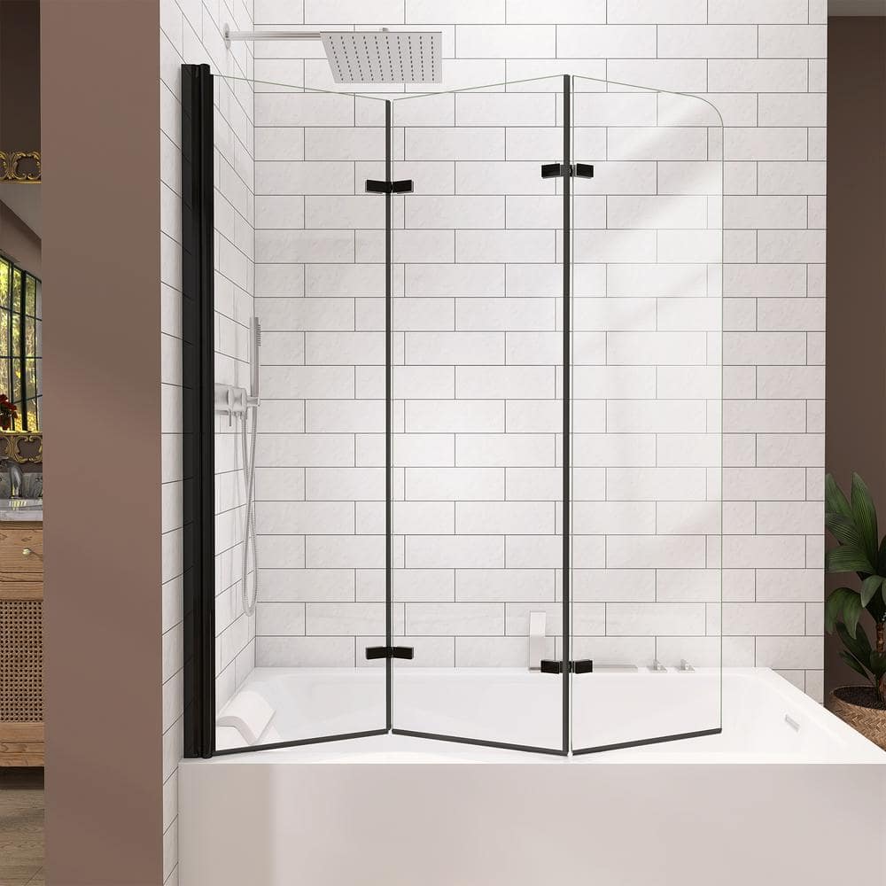 NTQ 51 in. W x 59 in. H Pivot Tub Door Glass Bathtub Shower Door in ...