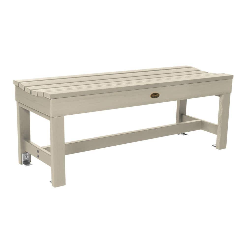 Highwood Weldon 46 in. 2-Person Whitewash Plastic Outdoor Bench CM ...