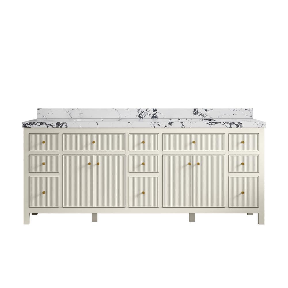 Willow Collections Sonoma 84 in. Double Sink Freestanding Alabaster ...