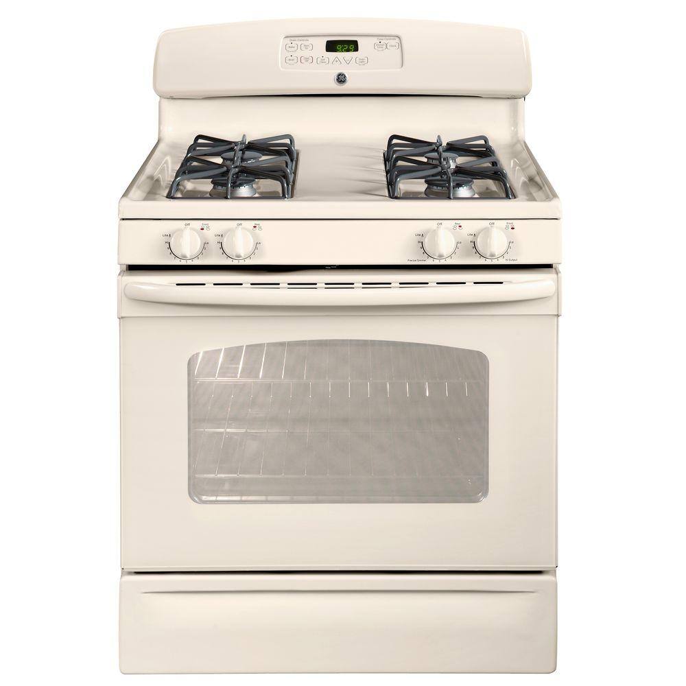 GE 4.8 cu. ft. Gas Range with Self-Cleaning Oven in Bisque JGB250DETCC ...