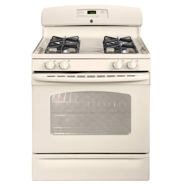 GE 4.8 cu. ft. Gas Range with Self-Cleaning Oven in Bisque JGB250DETCC ...