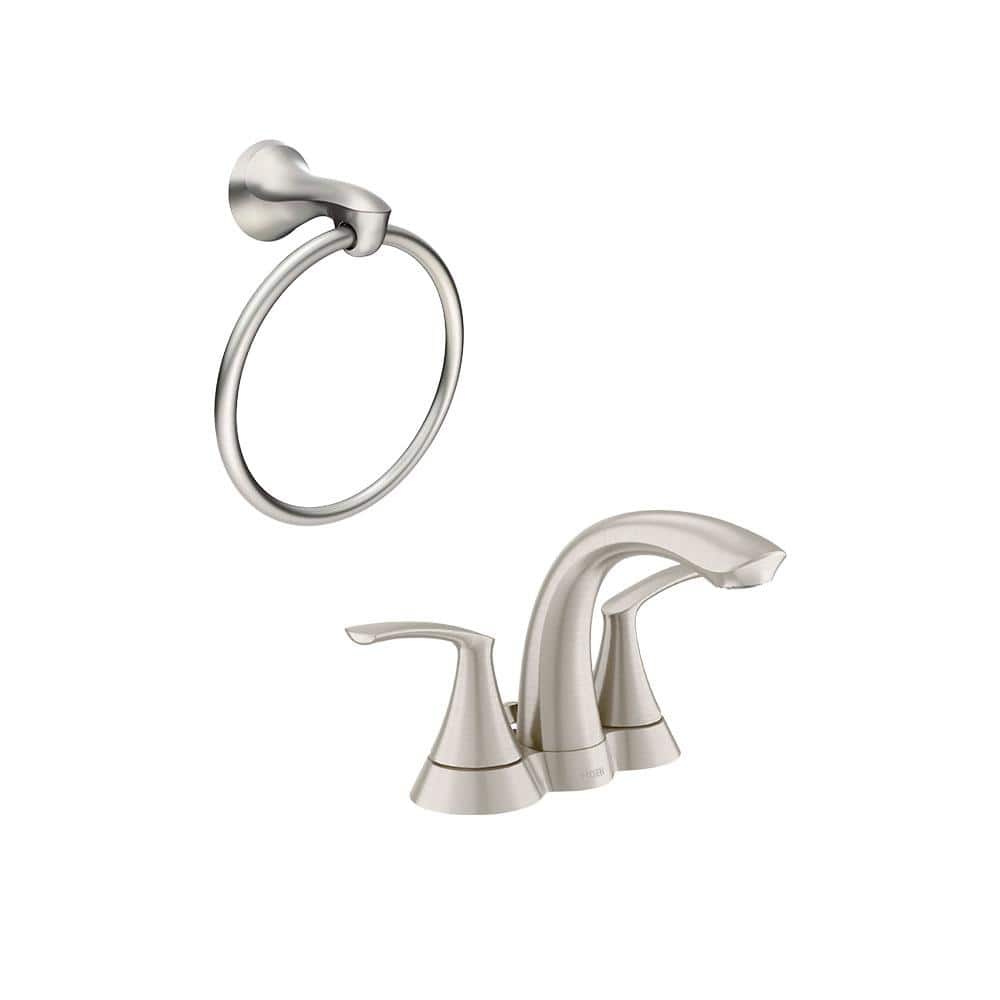 MOEN Darcy Centerset 2-Handle Bathroom Faucet Combo Kit with Towel Ring ...
