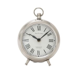 Litton Lane Silver Stainless Steel Glam Analog Tabletop Clock 43548 ...