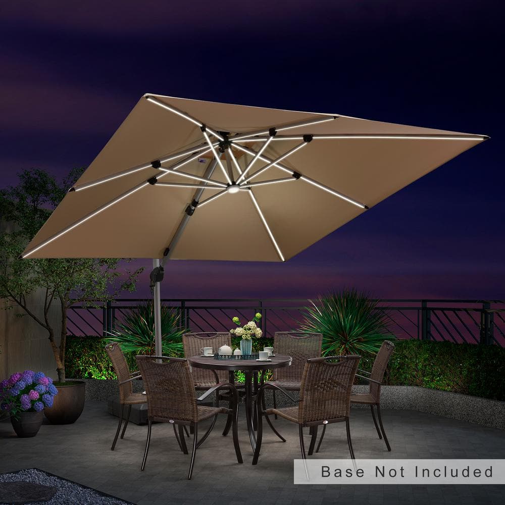 PURPLE LEAF 10 ft. Square Solar Powered LED Patio Umbrella Outdoor ...