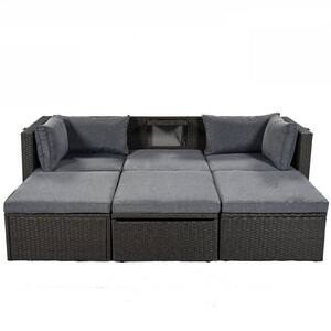 Zeus & Ruta Natural Wicker Patio Outdoor Rattan Day Bed with Gray ...