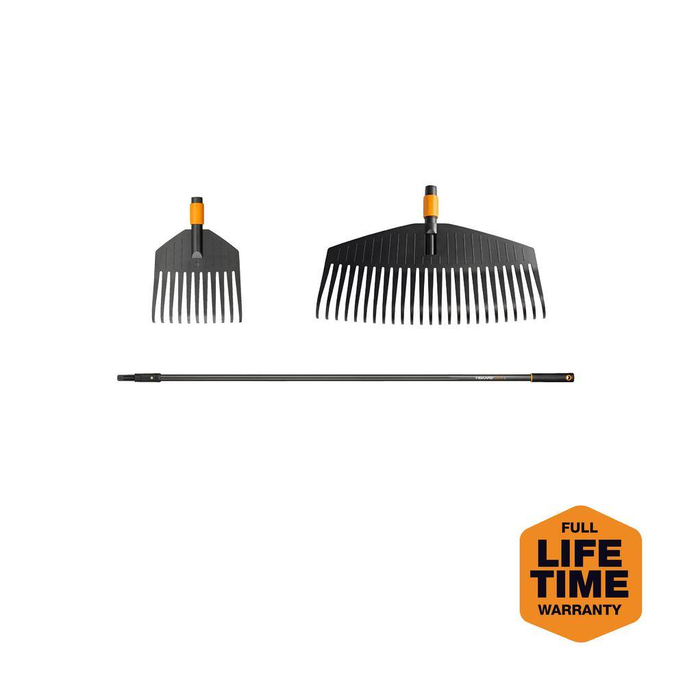 Fiskars 3-Piece Quikfit Leaf and Shrub Rake Attachments Garden Tool Set ...