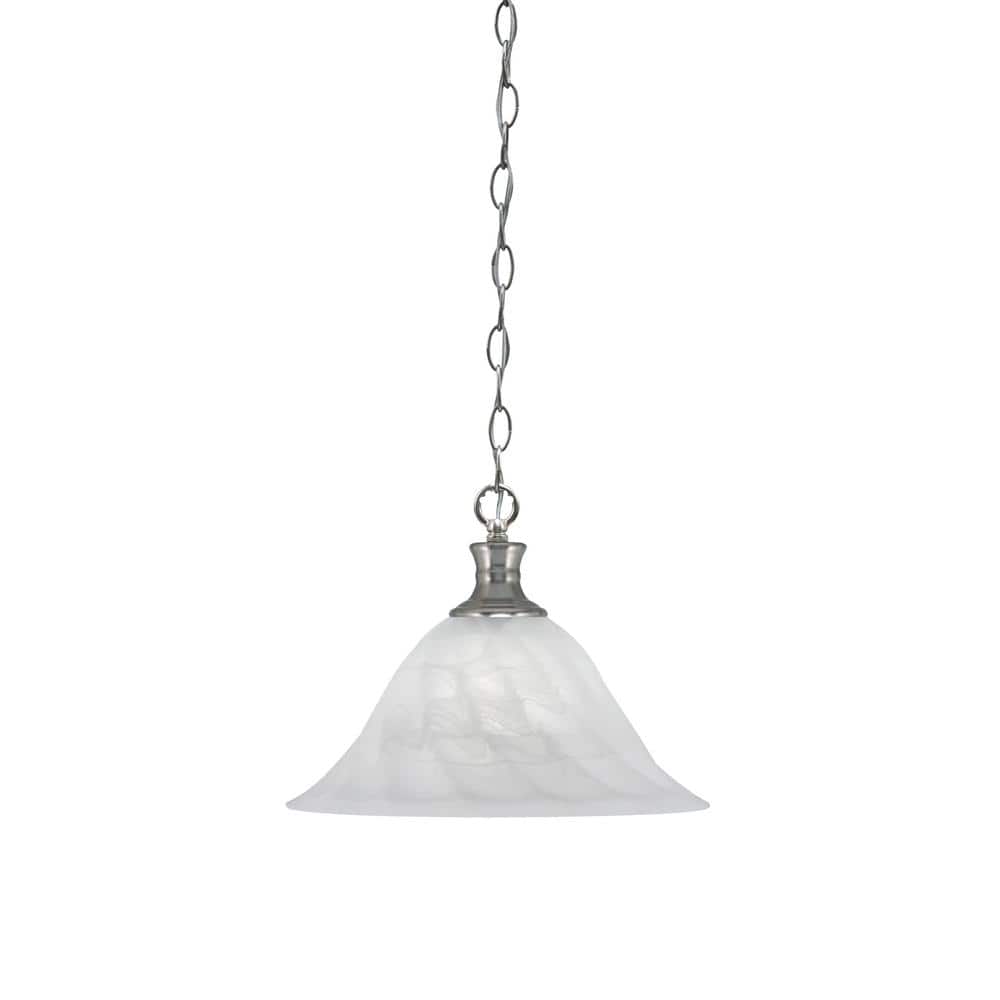 Peabody 60-Watt 1-Light Brushed Nickel Shaded Mini Pendant Light with ...