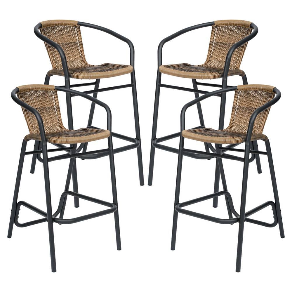 TAYLOR + LOGAN Limoges Medium Brown Metal Outdoor Bar Stool 4-Pack PA ...