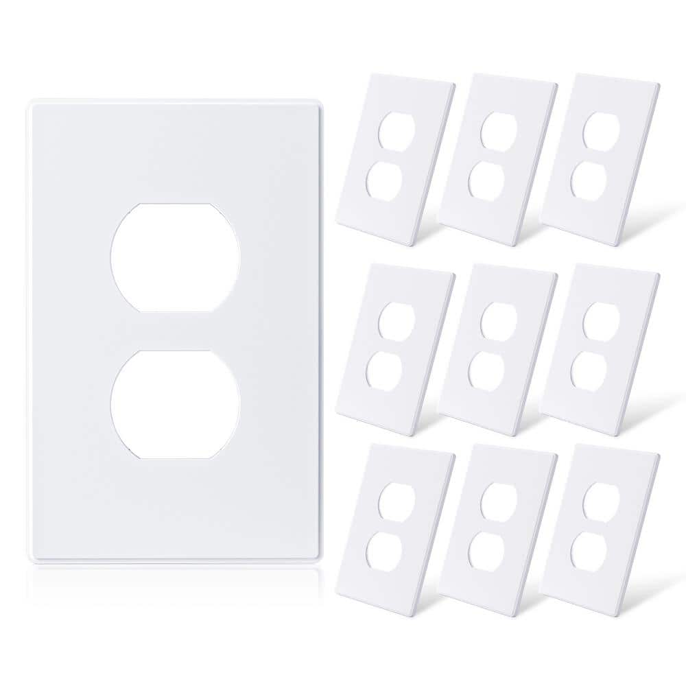 ELEGRP 1-Gang White Duplex Outlet Plastic Wall Plate (10-pack) EWP21GM ...