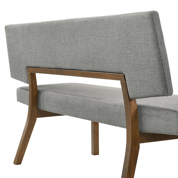 Armen Living Channell Charcoal Walnut Dining Bench with Back and Fabric Upholstery 63 in. W LCCHBCHWACH