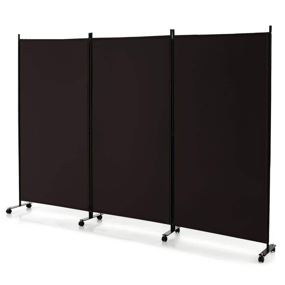 Costway 3-Panel Folding Room Divider 6Ft Rolling Privacy Screen ...