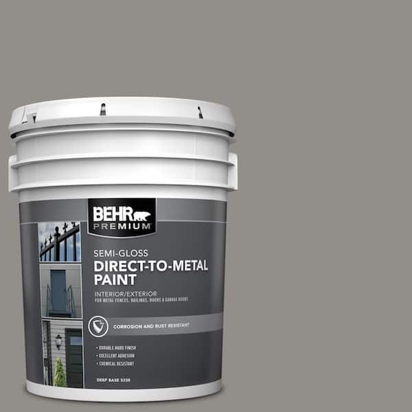 BEHR PREMIUM 5 gal. #HDC-AC-19 Grant Gray Semi-Gloss Direct to Metal ...
