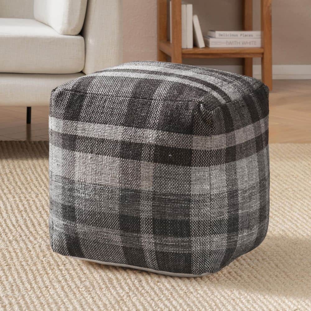 Anji Mountain Vireo 18' Dark Brown Rectangular Upholstered Pouf Ottoman ...
