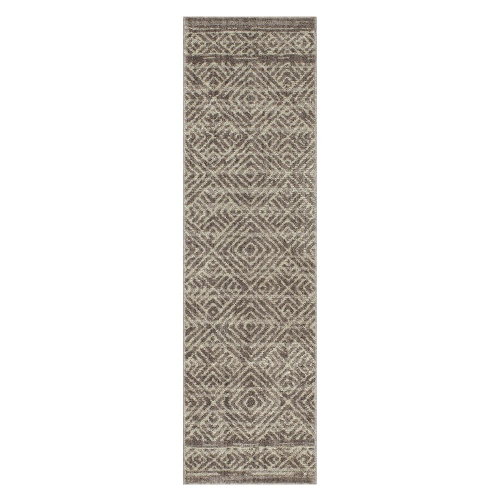 Mohawk Home Sula Tex Gray/Cream 2 ft. x 7 ft. Geometric Indoor Runner ...