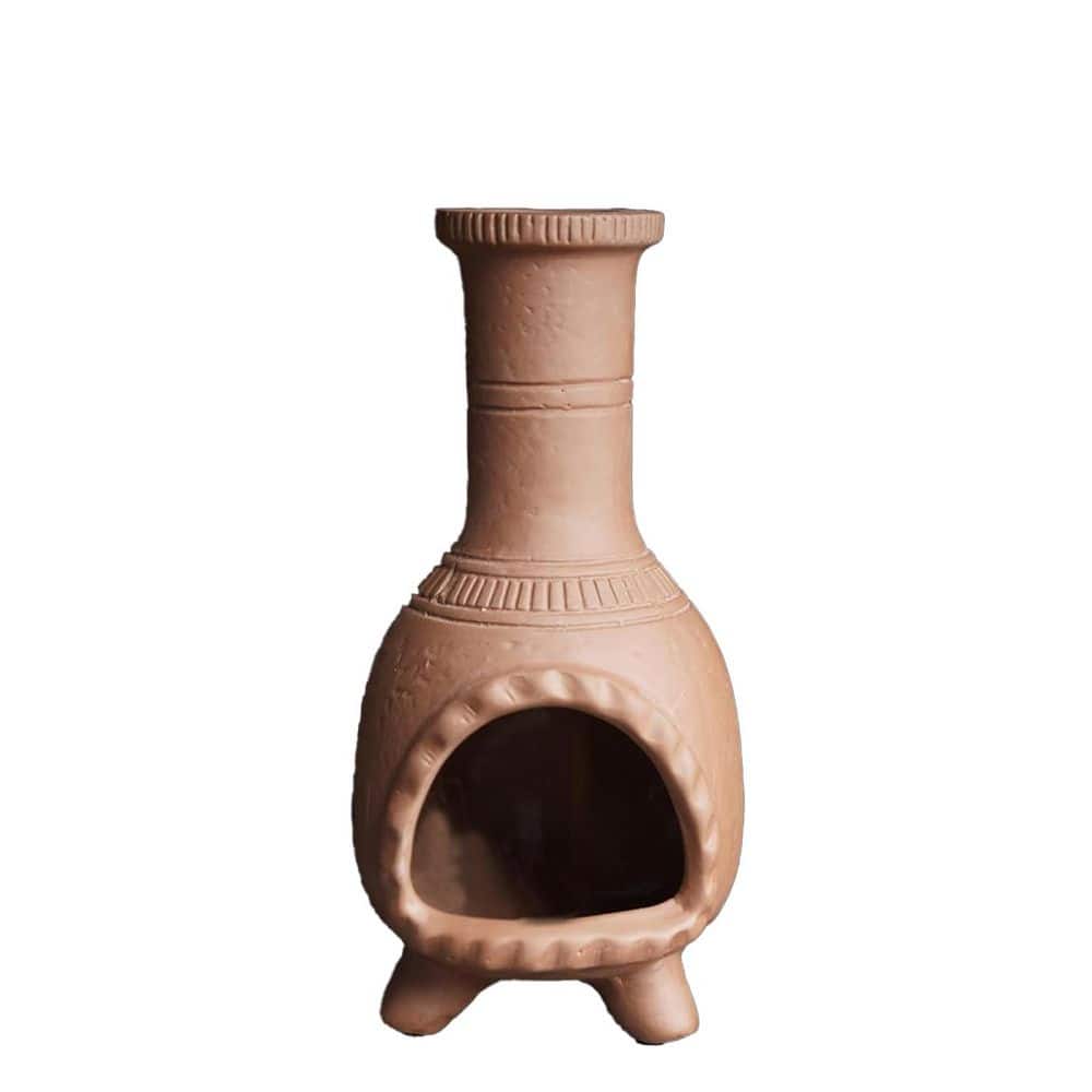 Terracotta Clay Chiminea Table Top Firepit Wiosi 12" Clay Chiminea