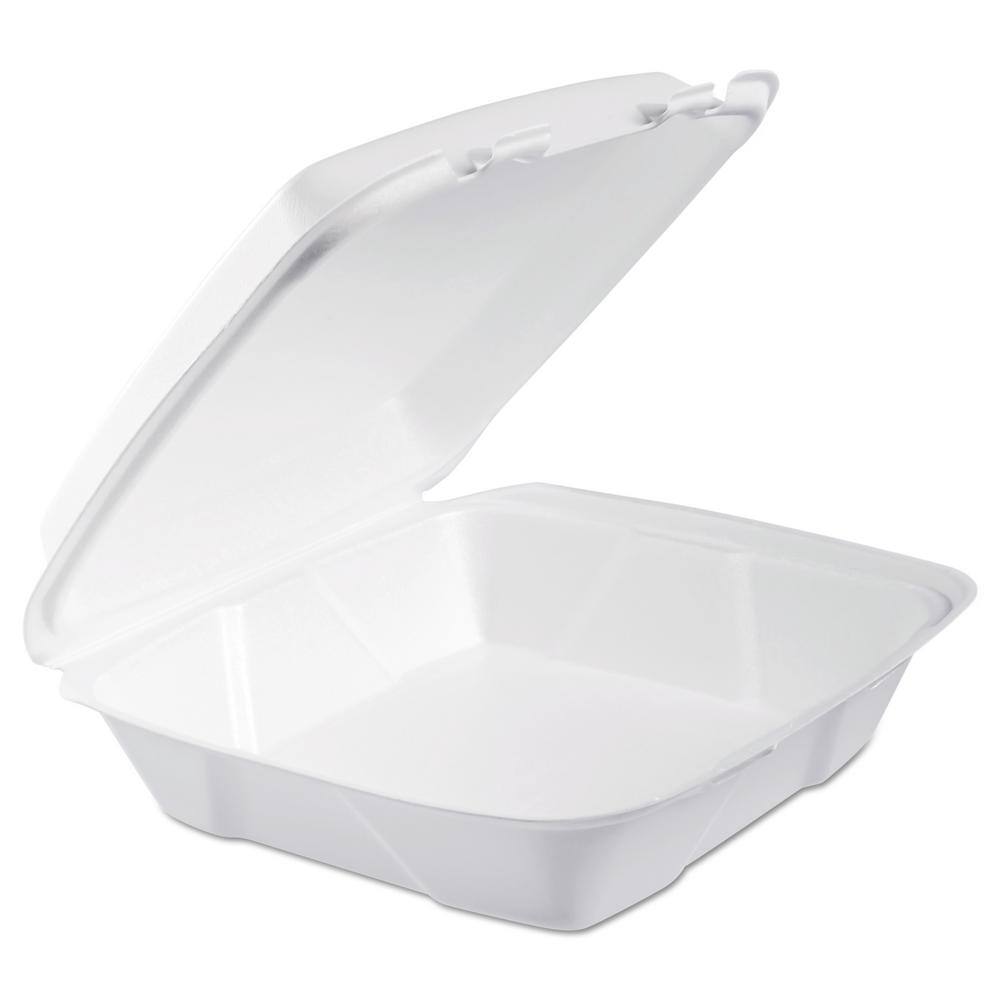 DART White Foam Containers with Hinged Lids, 9 x 9 x 3 (200-Pack ...