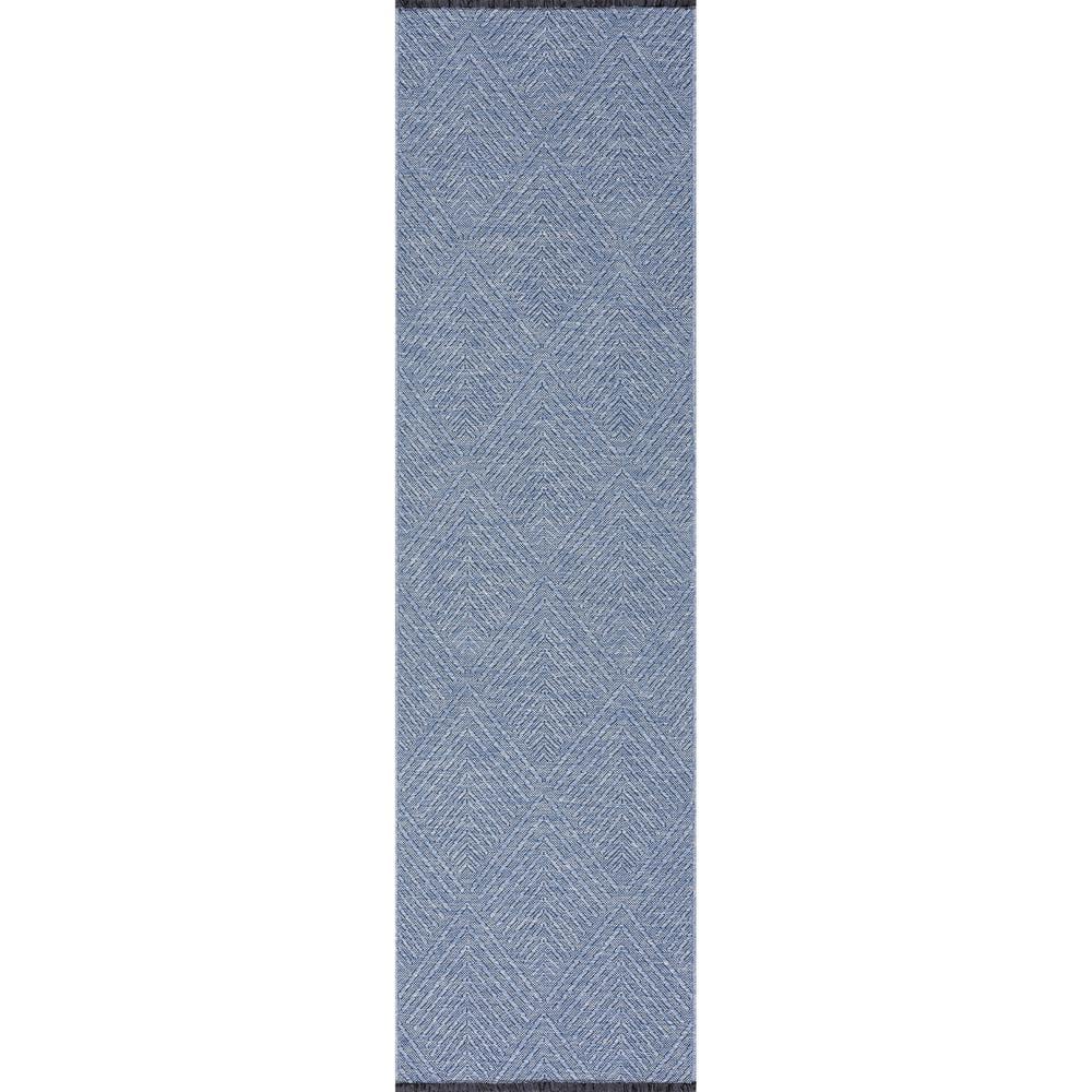 Tayse Rugs Alma Blue 2 ft. x 8 ft. Diamond Machine Washable Indoor ...